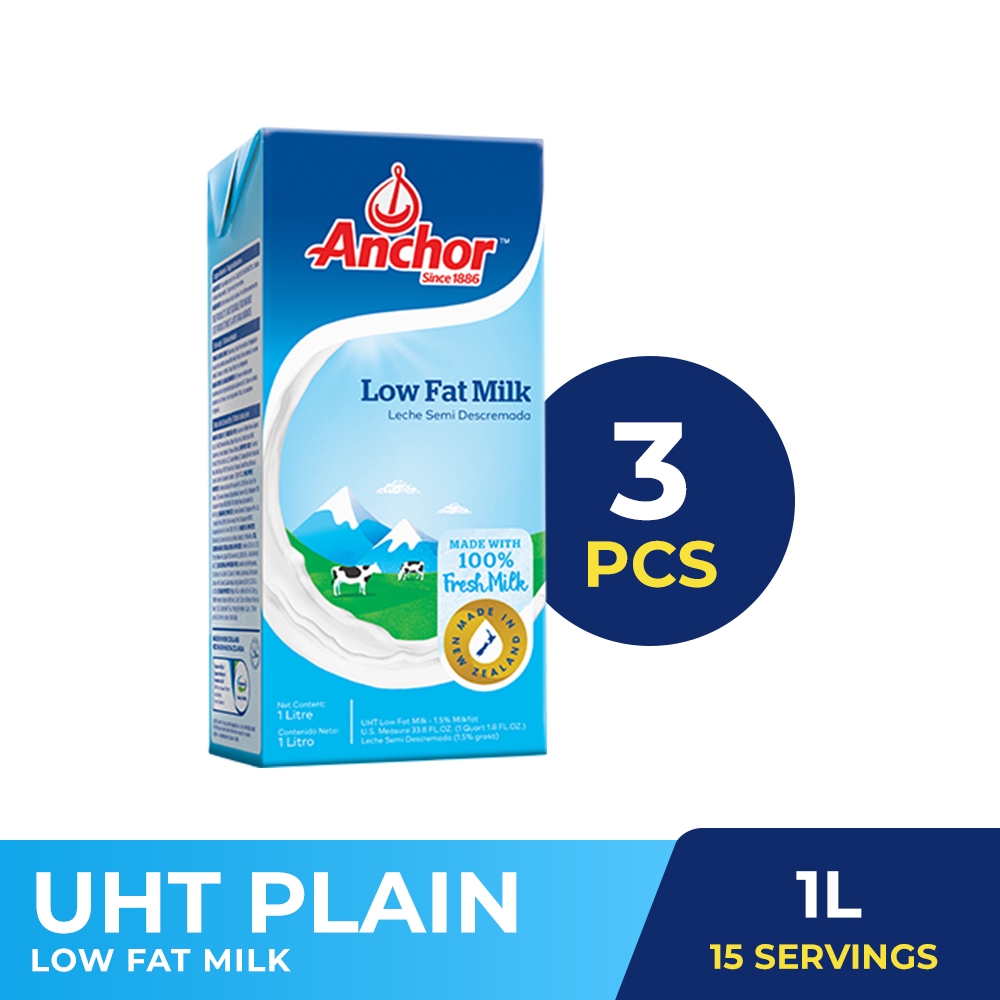Anchor Low Fat Milk UHT Plain 1L x3 | Shopee Philippines