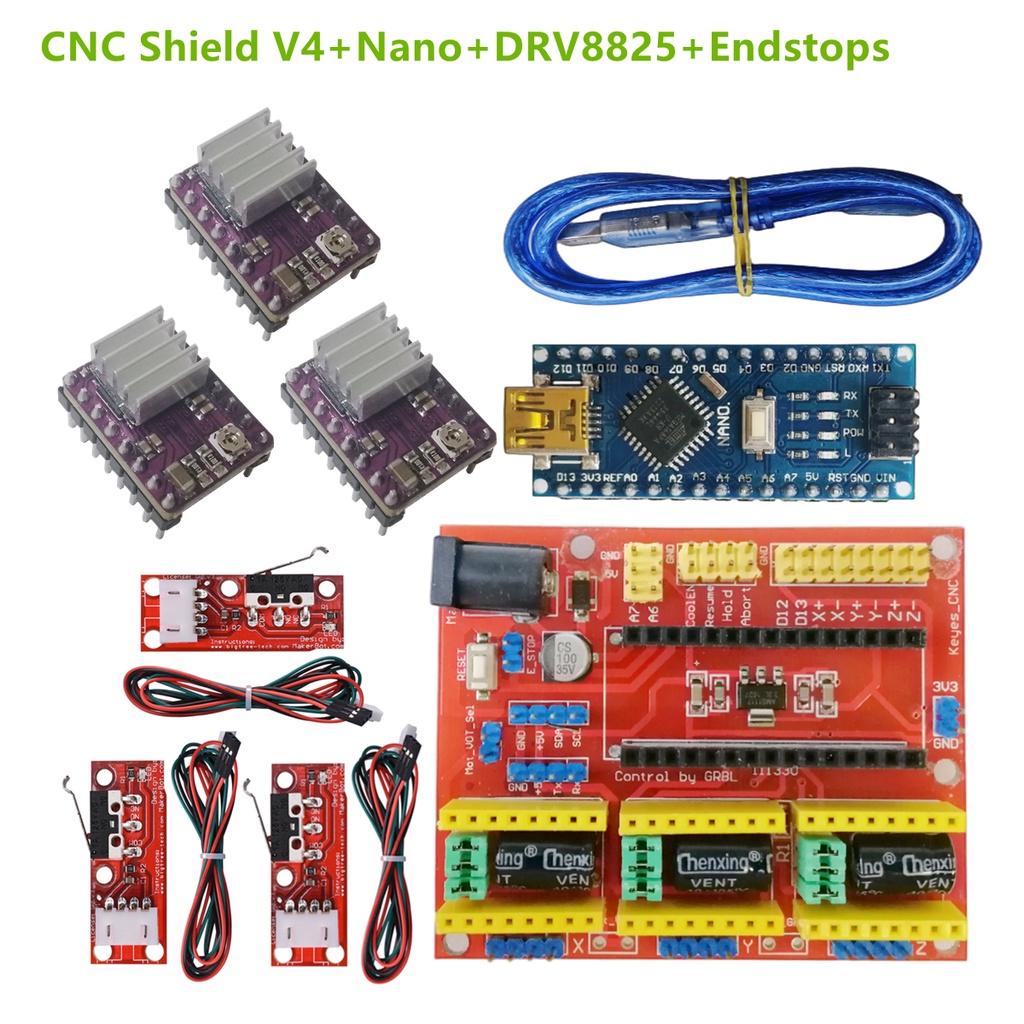 Cnc Shield V4 Controller Grbl Arduino Nano V3 Breakout Board A4988
