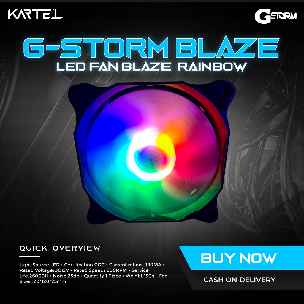 G STORM BLAZE 120mm PC CPU Computer Case Cooling Fan (RAINBOW) | Shopee ...