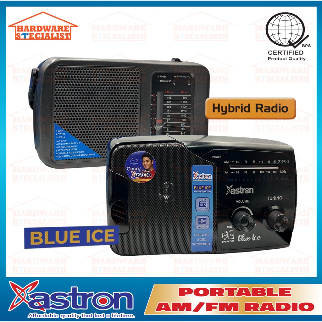 Astron Portable Radio AM / FM Rechargeable | Hybrid / Blue Ice | Shopee ...