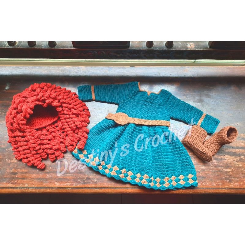 princess merida of brave crochet costume set for babies | Shopee ...