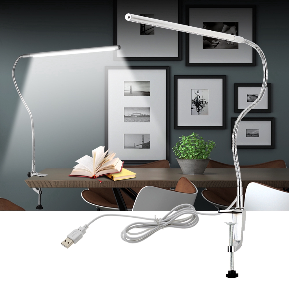 Long Arm LED Table Lamp Clamp Mount Office Desk Lamps USB Flexible ...