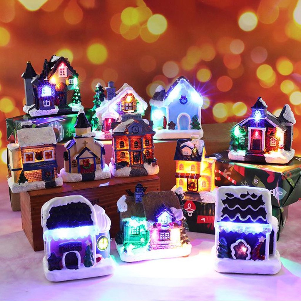 [ Decor LED Light Resin Village Ornament Gift Decoration | Shopee ...