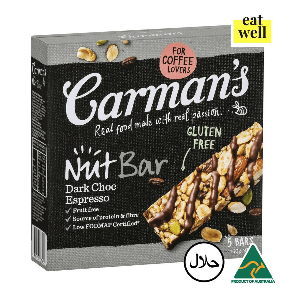 Carman’s Dark Choc Espresso Nut Bar 5 Bars 160g | Shopee Philippines