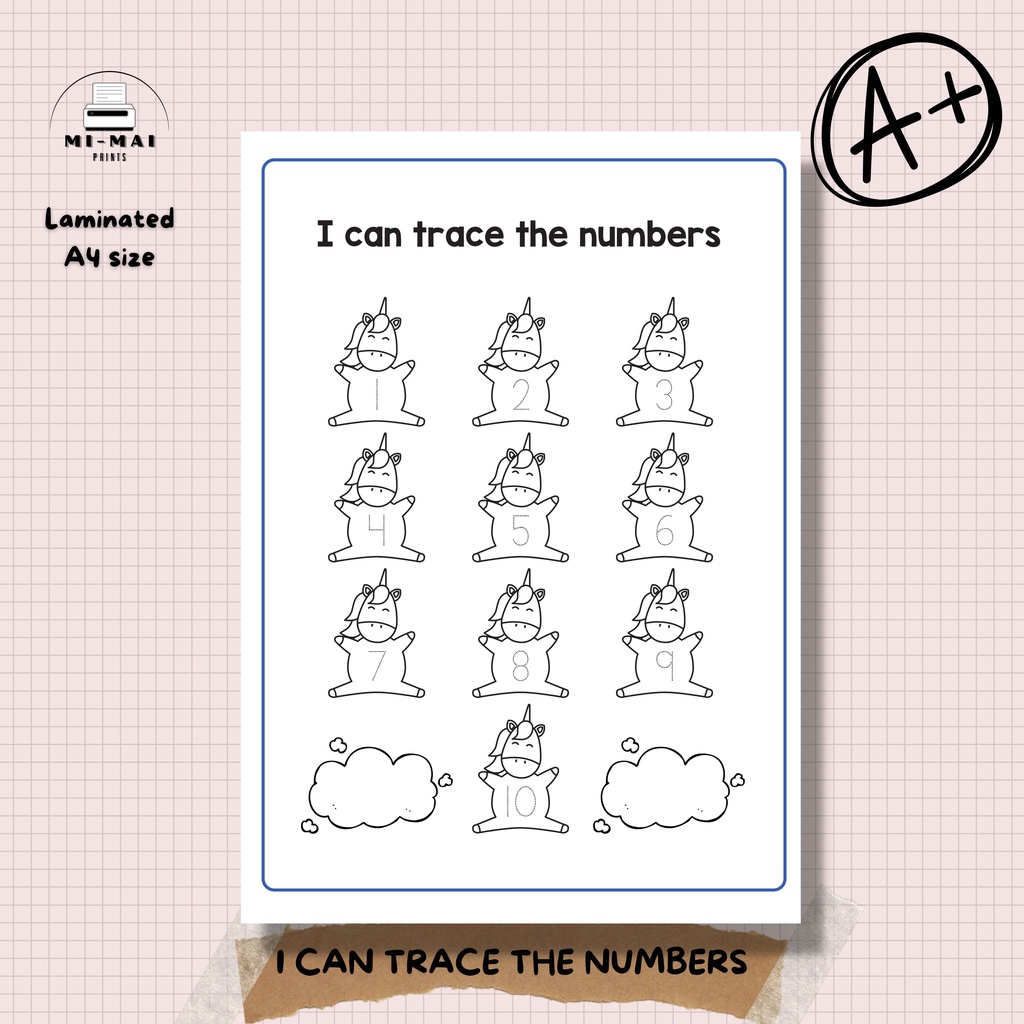Laminated Tracing A4 size chart for kids/ MI-MAI PRINTS | Shopee ...