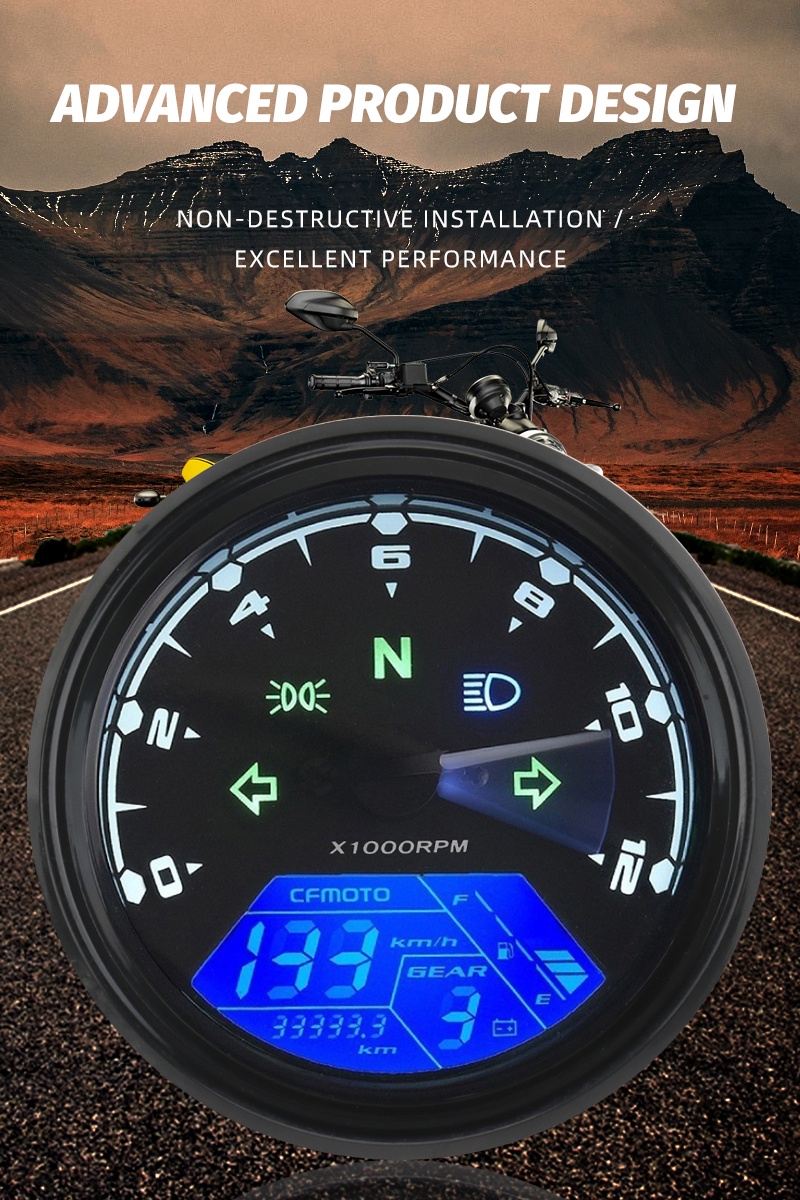 Motorcycle Speedometer Tachometer Fuel Meter Dashboard Gauges Dial ...