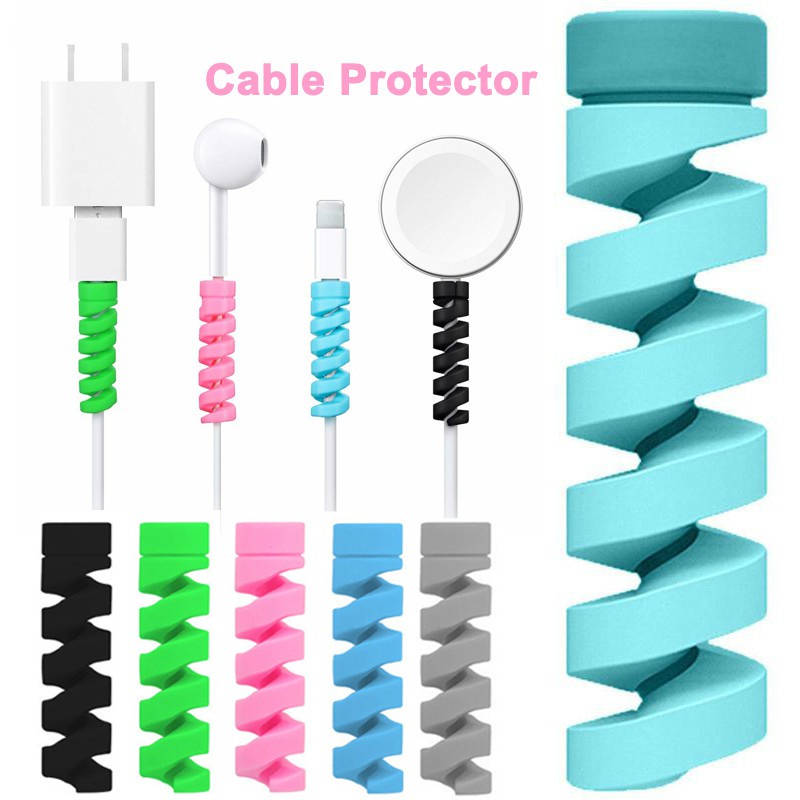1Pcs Spiral Cable Protector Phone Data Line Silicone Bobbin Charging ...