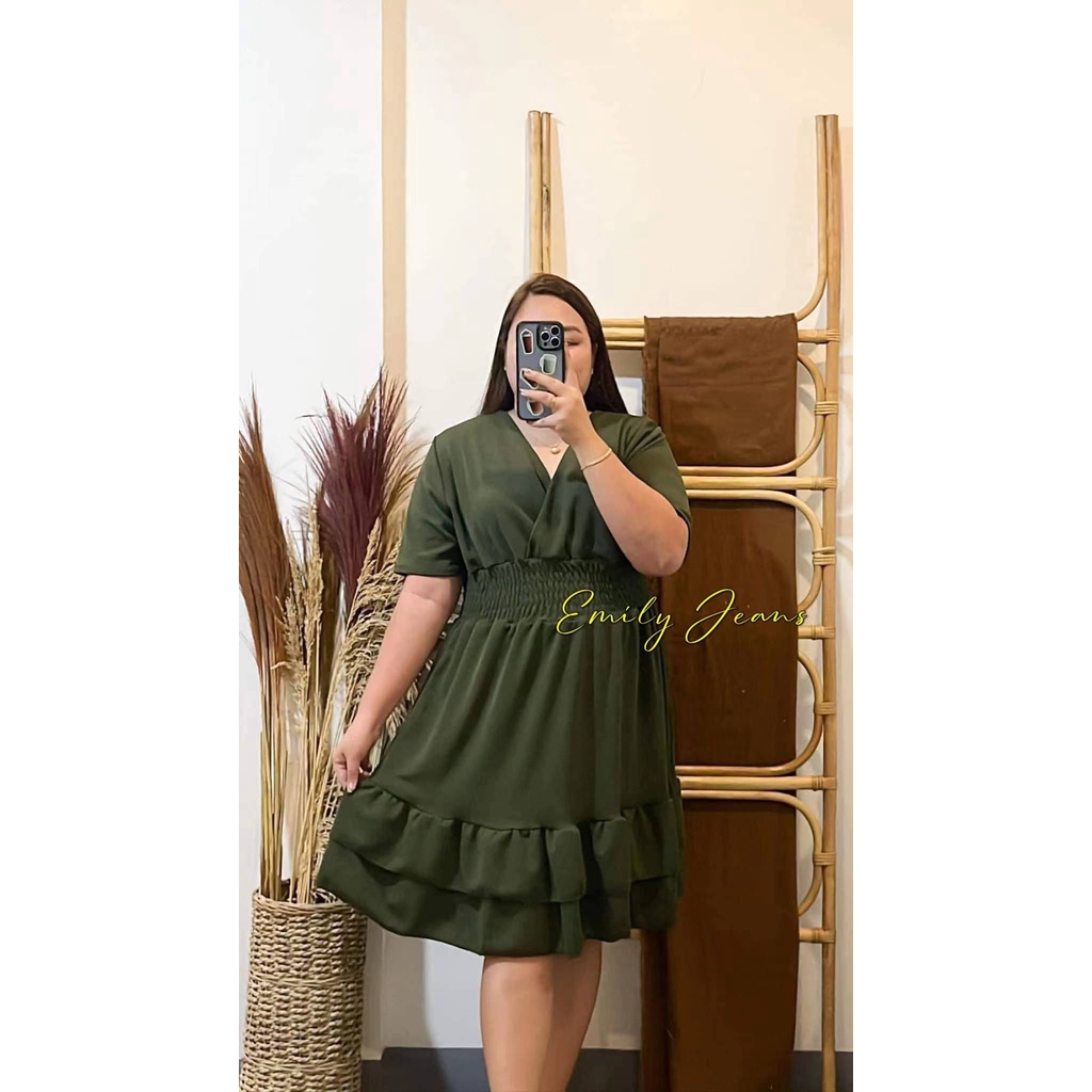 EMILY Plus Size S- 4XL Chest Overlap Casual Dress BESTSELLER 10579 ...