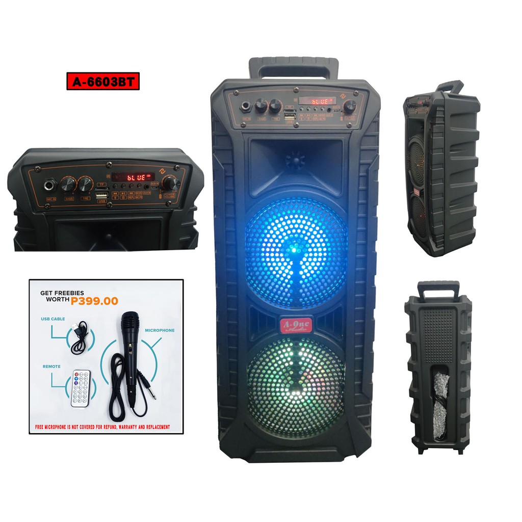 KASSEL 2 x 6.5" LED Light Double Bluetooth Portable Speaker With USB Sd ...