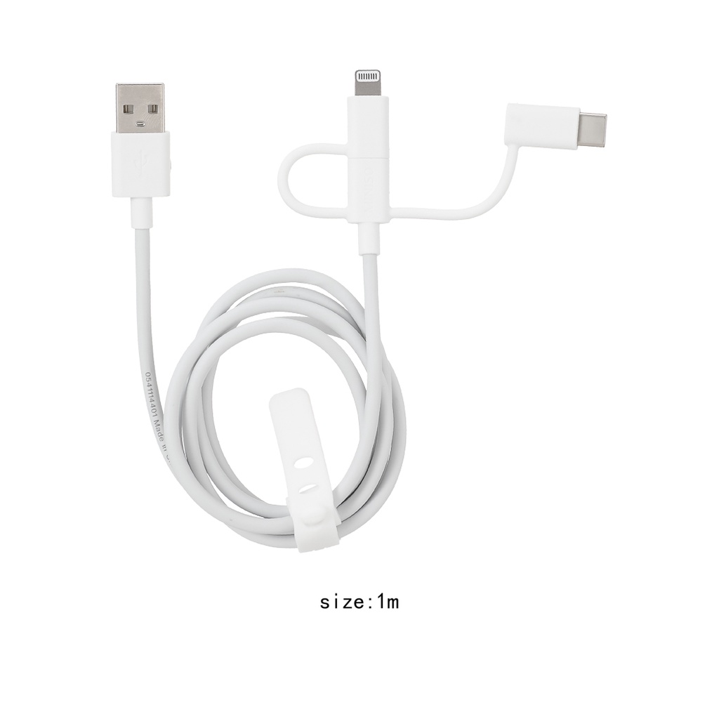 Miniso 3 In 1 Fast Charge Cable Lightning Type C Micro 1M | Shopee ...