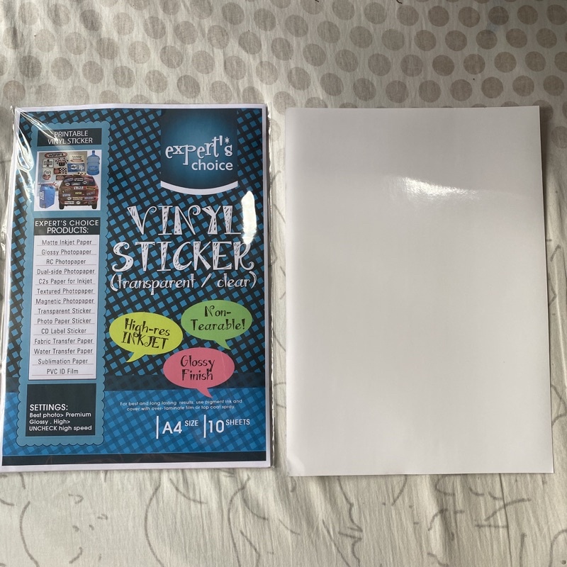 10 Sheets Vinyl Transparent Glossy Sticker Paper Printable Inkjet ...