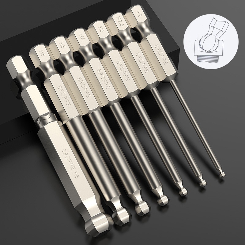 Ball End Metric Hex Key Screwdriver Bits 2/2.5/3/4/5/6/8mm, Magnetic 1 ...