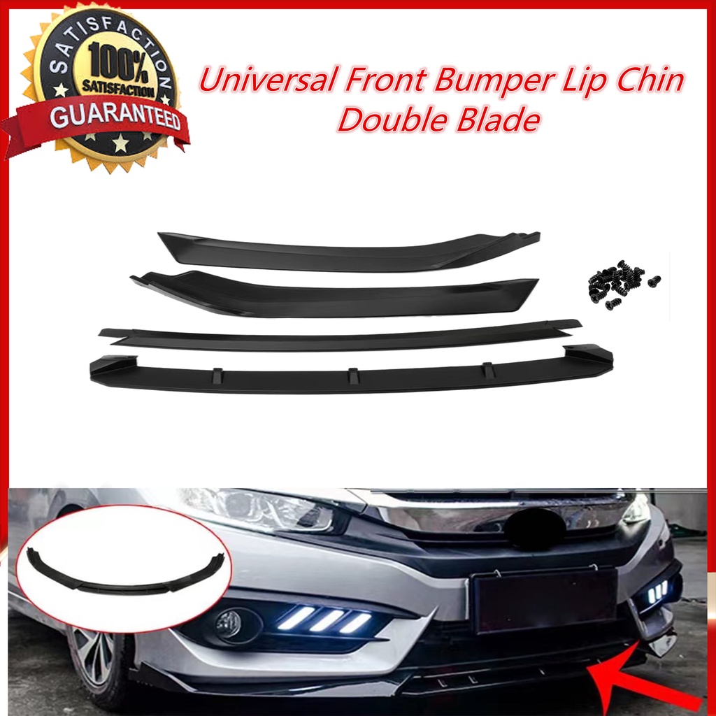 Universal Front Bumper Lip Chin Double Blade Matt Black | Shopee ...
