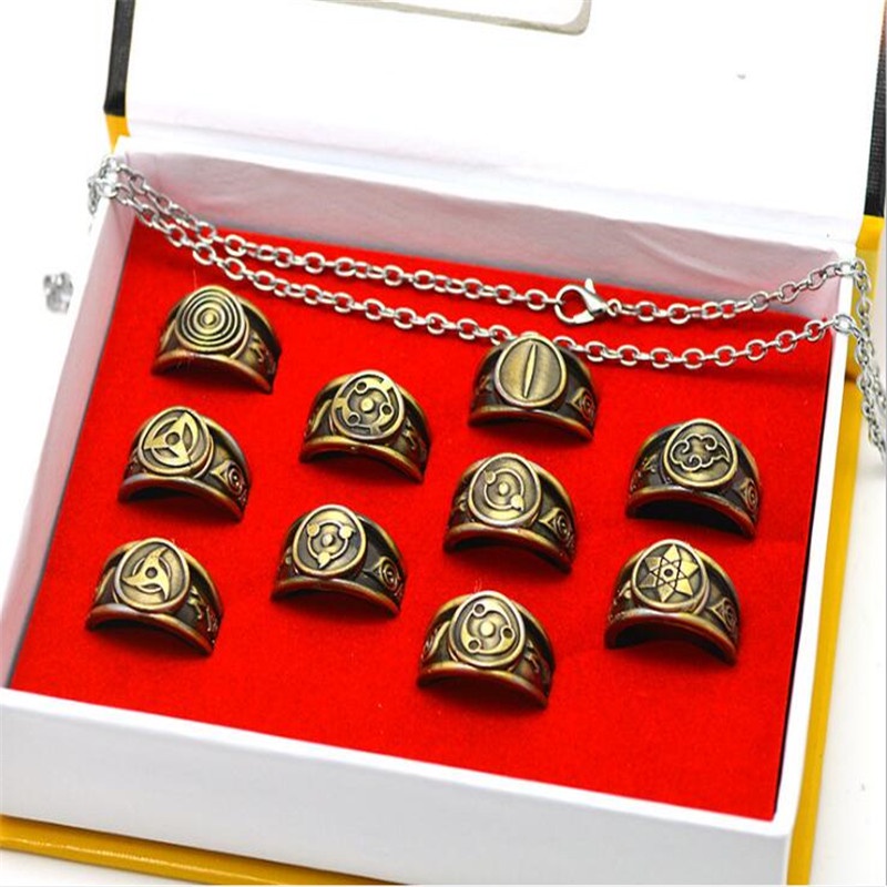 10PCS SET Naruto Metal Rings Action Figure Cosplay Akatsuki Sasori ...