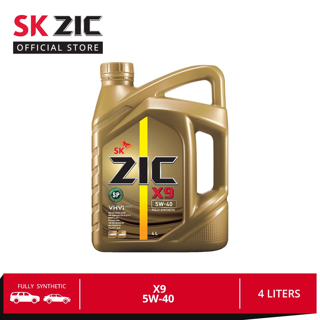 SK ZIC X9 5W-40 Fully Synthetic Car Engine Oil 4 Liters | Shopee Philippines