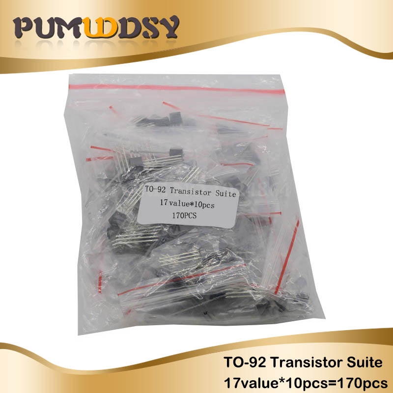Kit 170PCS Transistor Assorted S9012 S9013 S9014 9015 9018 A1015 C1815 A42 A92 2N5401 2N5551 ...