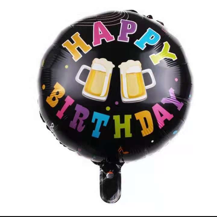 18 inch Round Black double Beer glass music Happy birthday party ...