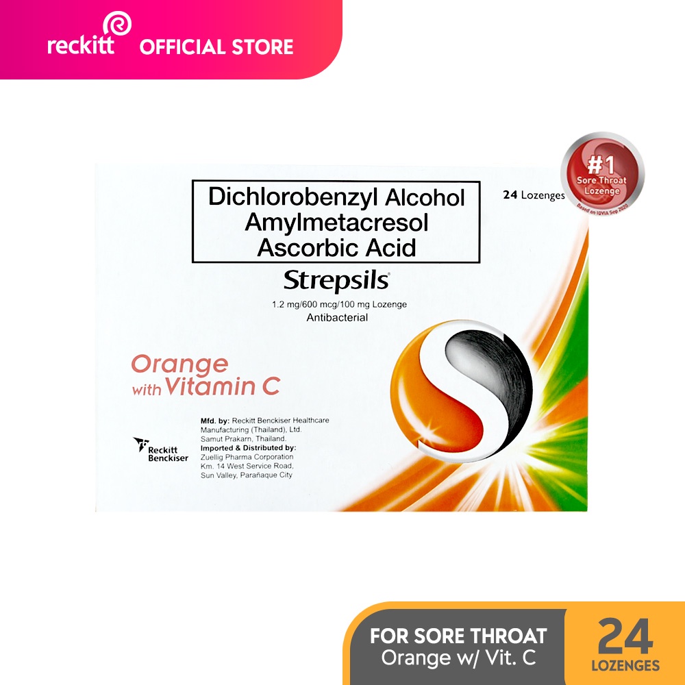 Strepsils Orange with Vitamin-C Medicine Lozenges Pack of 8x3 (24pcs ...