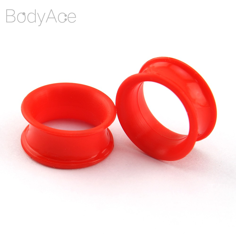Bodyace 3-25mm Red Double Flared Ear Gauges Silicone Ear Stretcher Thin ...