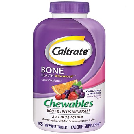 Caltrate Chewables 600 Plus D3 Plus Minerals Calcium Vitamin D Bone ...