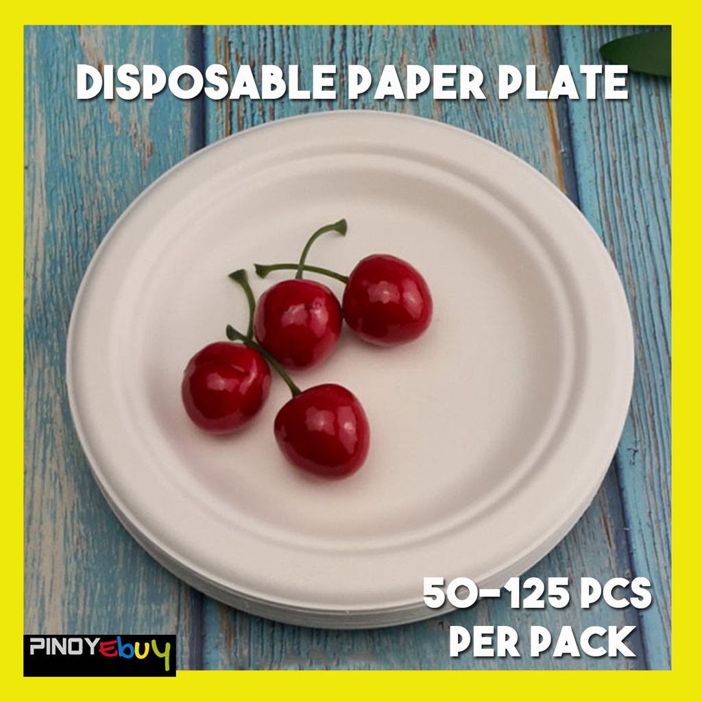 50-125 pcs Disposable Plate Extra Strong & Thick Microwave Safe Paper ...