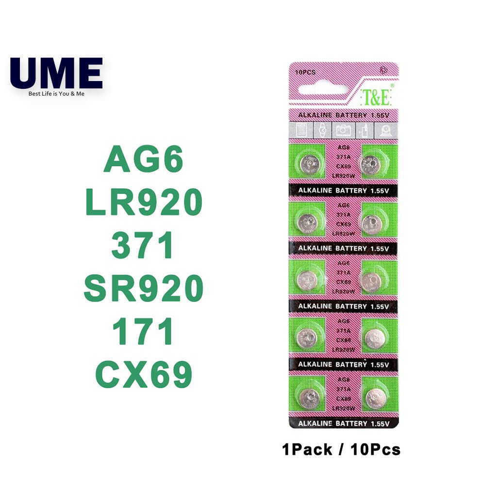 AG6 LR920 SR920 1.55V Alkaline Button Coin Cell Battery For Watches ...