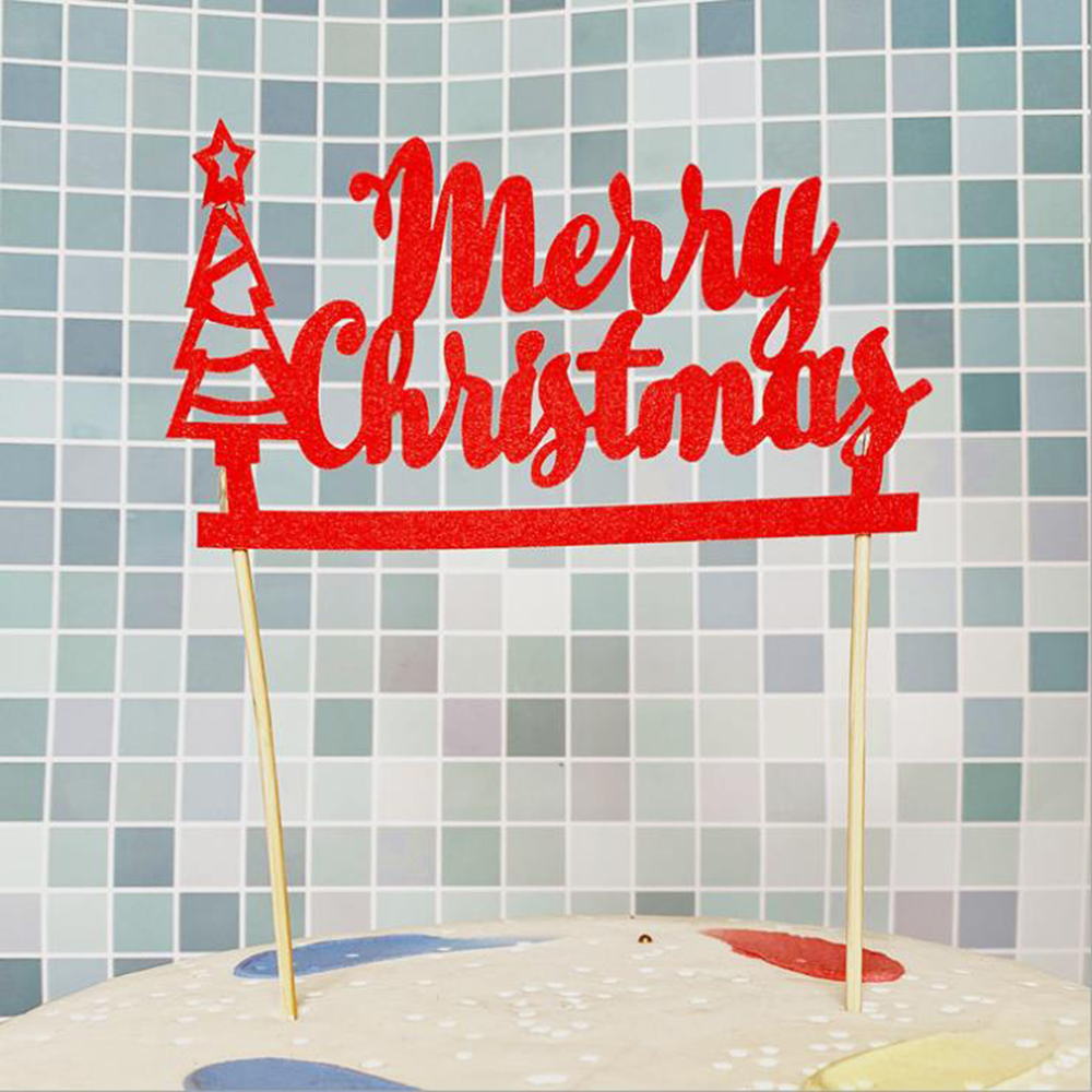 Merry Christmas Cake Topper Cupcake Toppers Flags Diy Cake Decoration