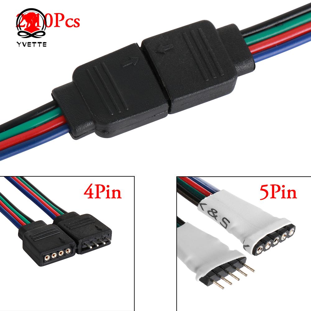 YVETTE 2/10 Pcs Hot Male Female Connector RGB RGBW Adapter 4 pin 5 Pin Cable New For 3528 5050 ...