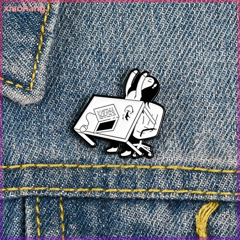 Fun Office Enamel Pin Flipping Table Metal Lapel Pin Badge Angry Action ...