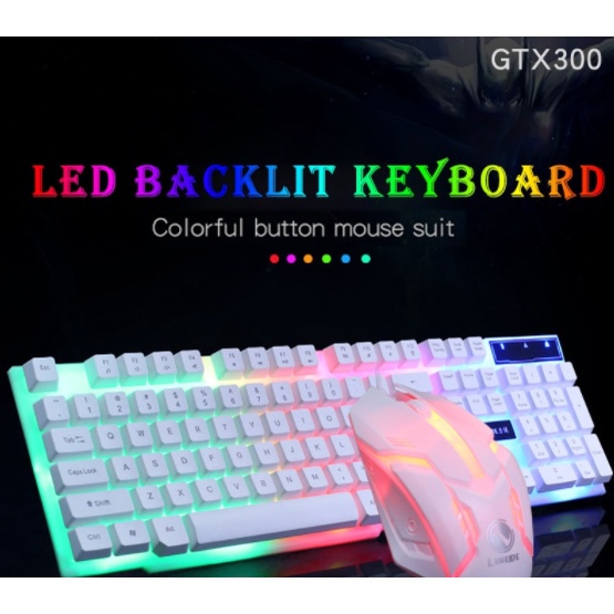 Keyboard set 104-key rainbow game USB wired keyboard color key mouse ...