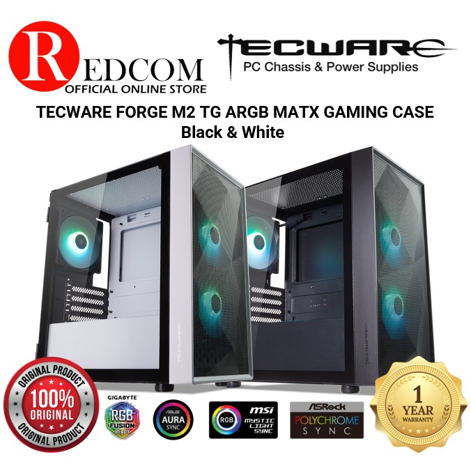 TECWARE FORGE M2 ARGB TG MATX GAMING CASE - BLACK / WHITE | Shopee ...