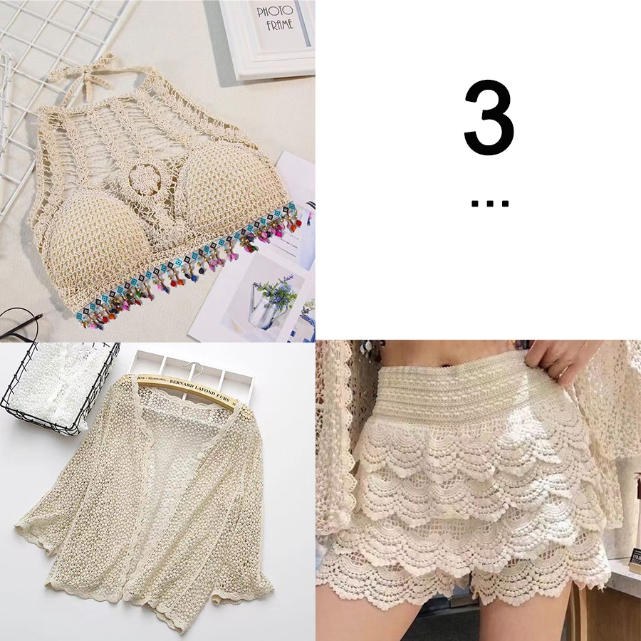 New Crochet Halter Top Bikini Swimsuit Outer Wear Beach Top Sexy Outfit ...