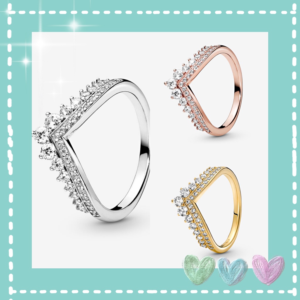 925 silver pan Pan-less Princess Wishbone Ring in Silver/ Rose gold ...