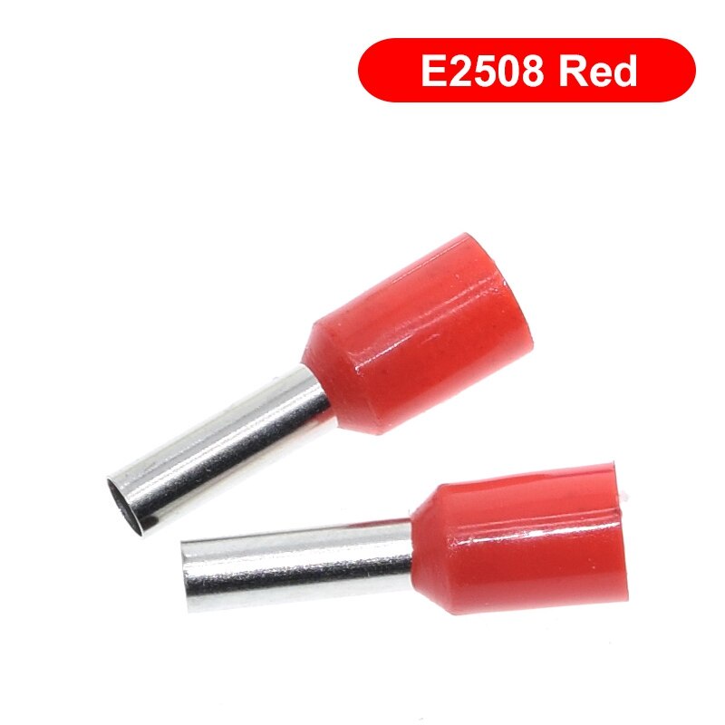 100pcs E0508 E2508 Tubular Wire Cold Pressure Connector Electrical Terminals Cable Crimps Wire ...