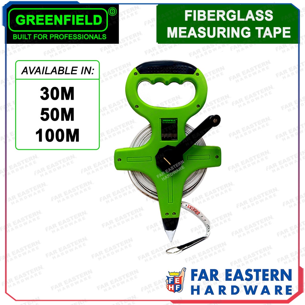 GREENFIELD Fiberglass Measuring Long Tape 30M | 50M | 100M | Shopee ...