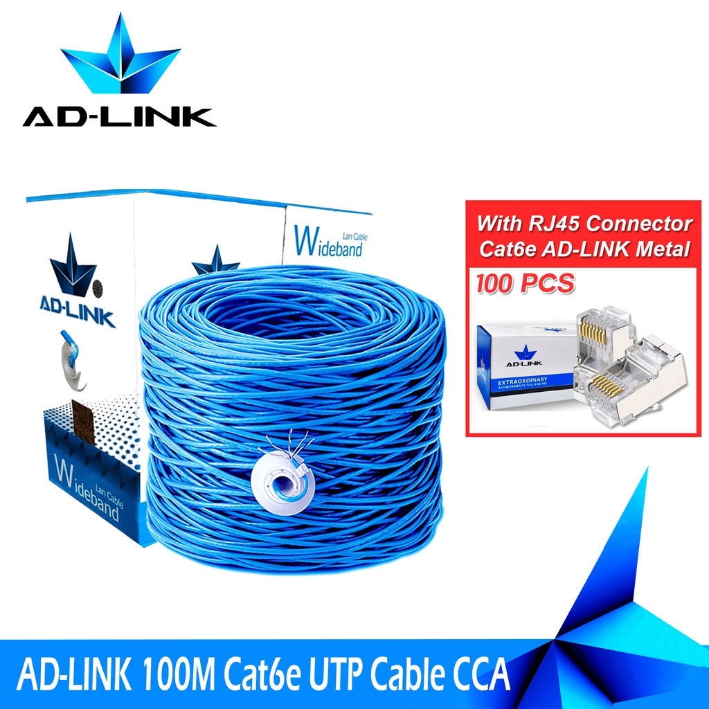 Ad-Link 100M Cat6e UTP Cable Indoor CCA With 100pcs Ad-Link Rj45 ...