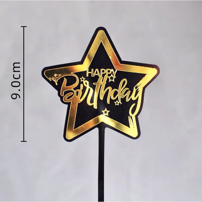 Double star acrylic Happy birthday cake toppers in pink, light blue and ...