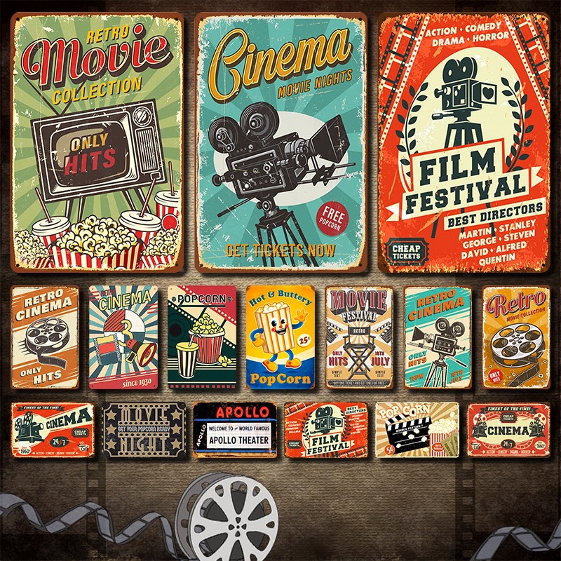 Retro Movie Collection Popcorn Vintage Metal Tin Signs Retro Metal ...