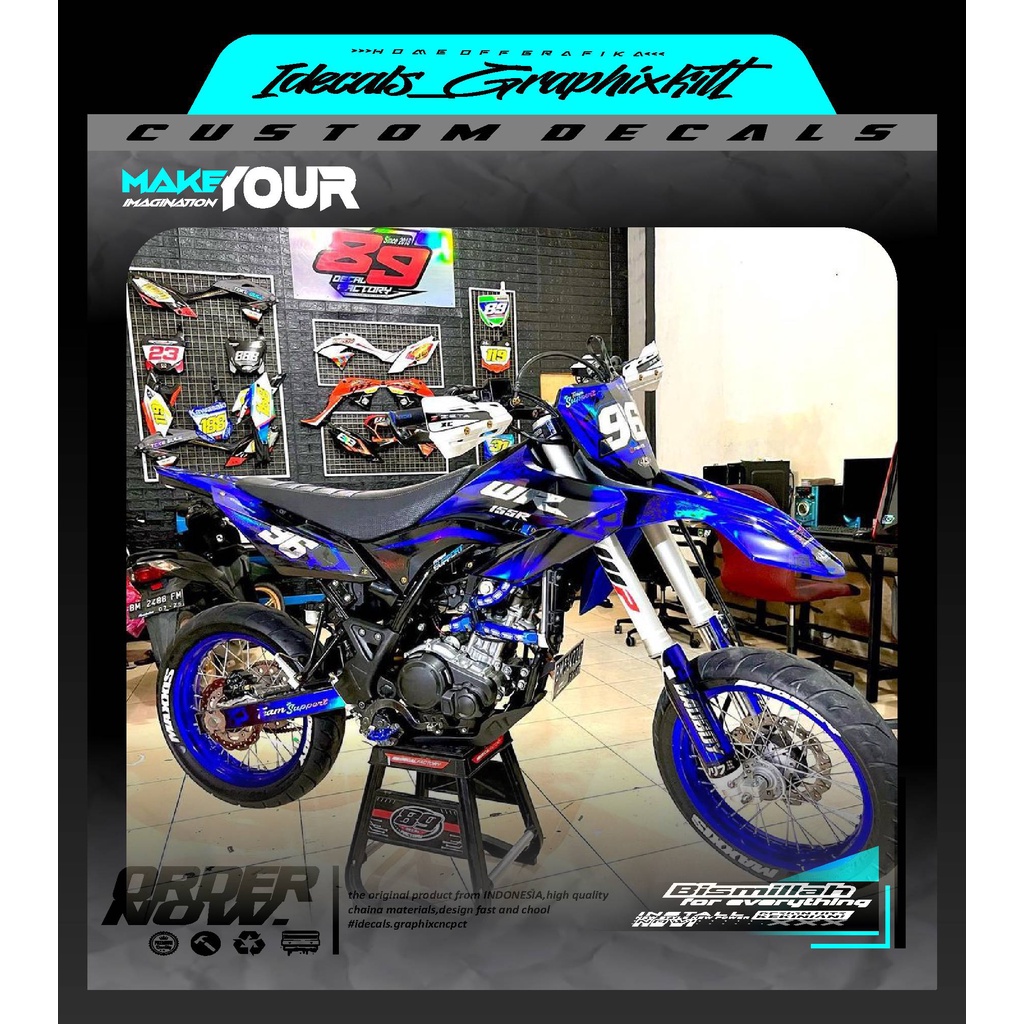 00318 yamaha wr 155 full body decals sticker with simple blue gariis ...
