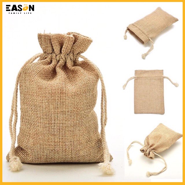 Burlap Drawstring Pouch Plain Linen Gift Bag Jute Storage organizer Pouch String bag dust ...