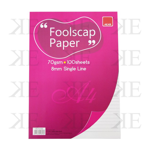 Akar A4 Foolscap Paper/ Test Pad/ Exam Sheets Paper 70gsm 100sheets ...