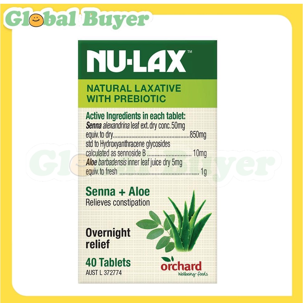 Nulax Natural Laxative Tablets With Prebiotic Senna + Aloe 40 Tablets ...