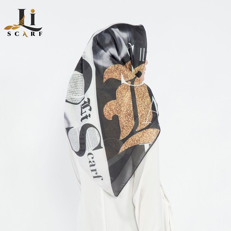 Hijab Premium Li Scarf Bling Blink Scarf - Gold Black & White | Shopee ...