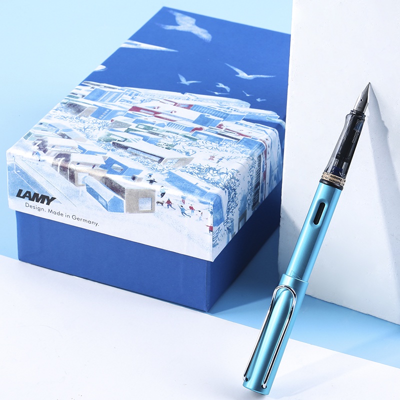 LAMY Al-Star Aluminum / LAMY Safari Fountain Pen Ink Box Pacific Blue ...