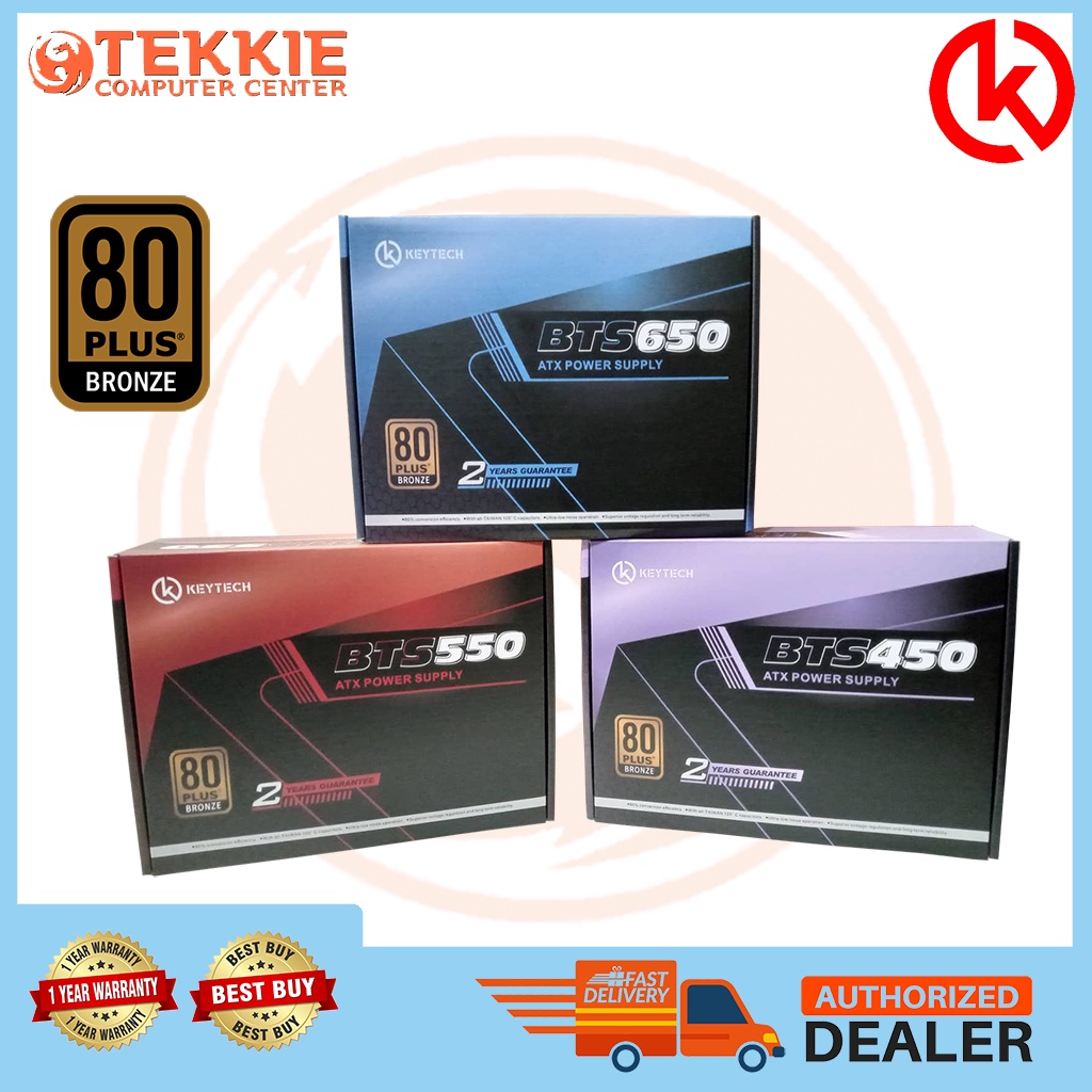 Keytech BTS 650 | 550 | 450 80Plus Bronze Power Supply | Shopee Philippines