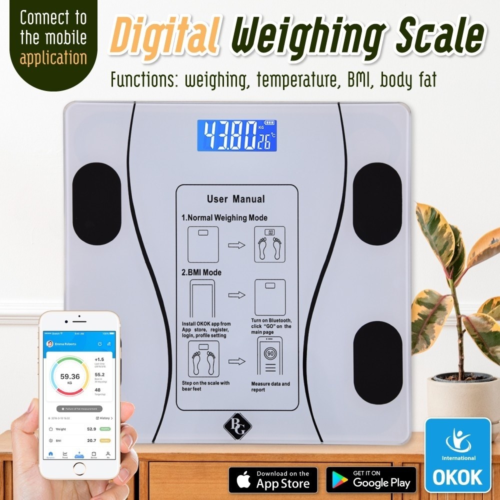 B&G Smart Digital Weight Scale Support12 in 1 Bluetooth Body Fat ...