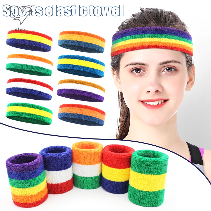 HYP Sweatbands Colorful Headband Wristband Elastic Athletic Sweat ...