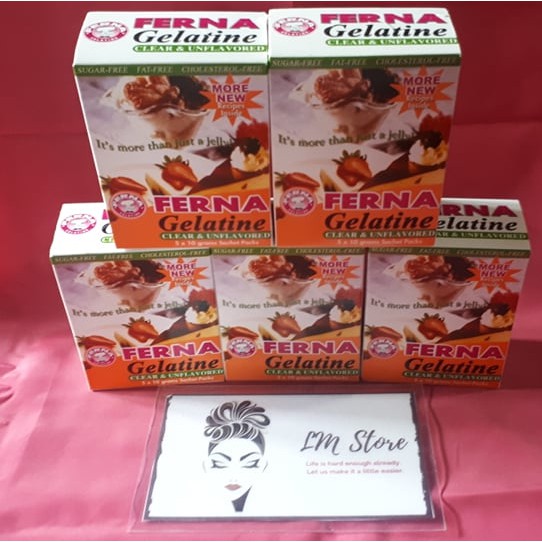 Ferna Gelatine, Clear, Unsweetened - 5 x 10 grams sachet | Shopee ...