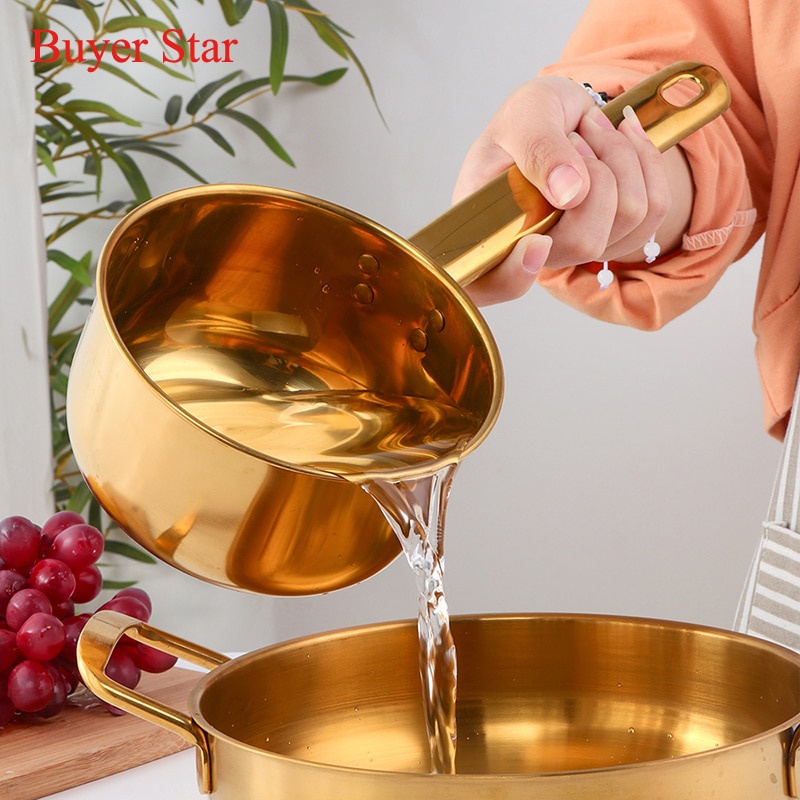 Gold Long Handle Water Scoop Stainless steel Soup Ladle Pot Tableware ...