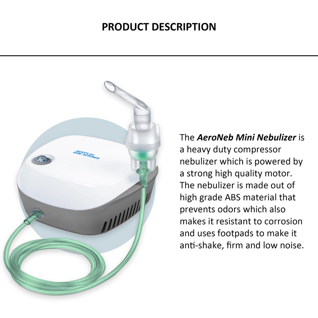 Indoplas Aeroneb Mini Nebulizer With 1 Box of Face Mask with Earloop ...